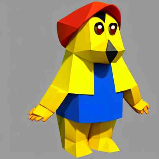 poorly rendered low poly 3d model of a popular cartoon character ...