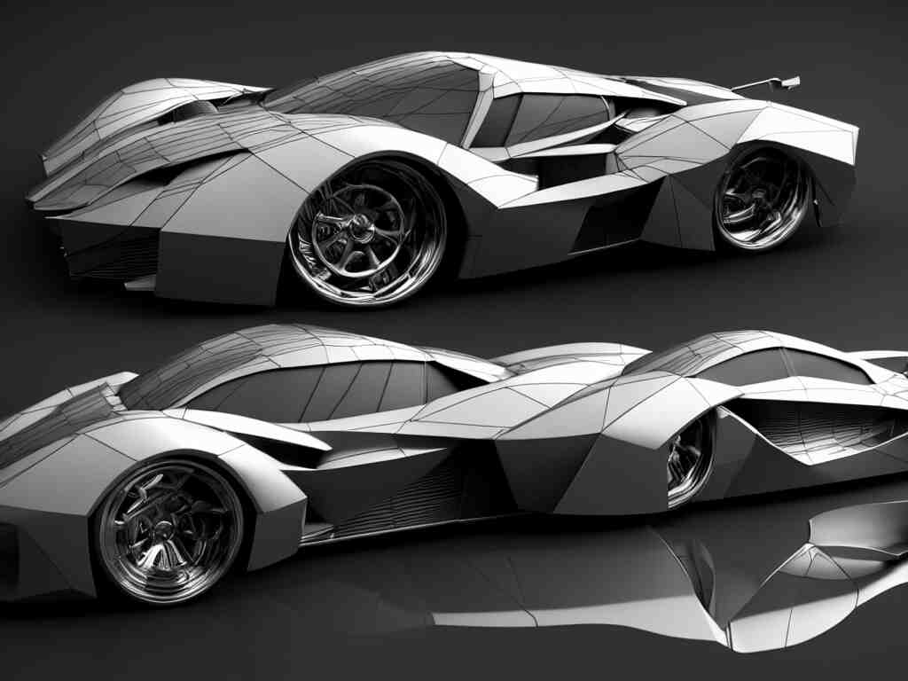bw 3 d render concept car, hyperrealism, detailed textures, phot ...