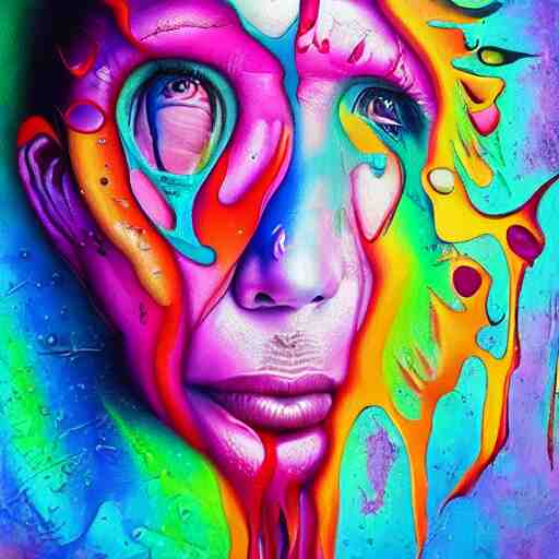 an ultra realistic painting of a melting surrealism calligraphy ...