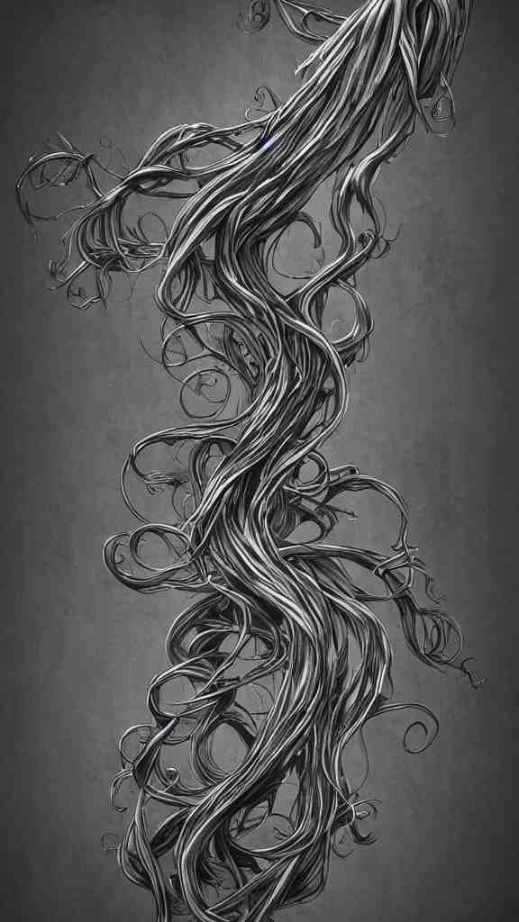 a grand piano with long thick vines wrapped around it, fantasy a ...