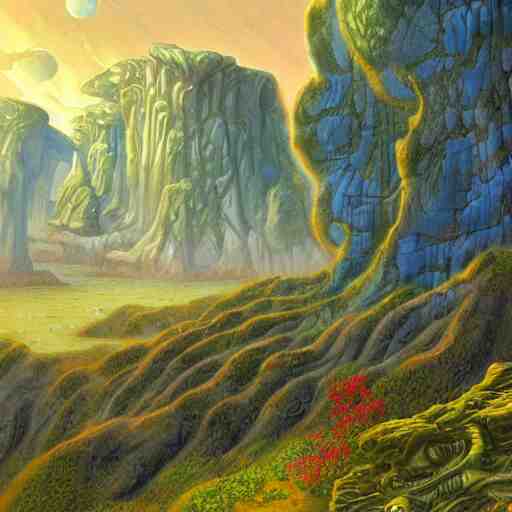 digital painting of a lush natural scene on an alien planet by g ...
