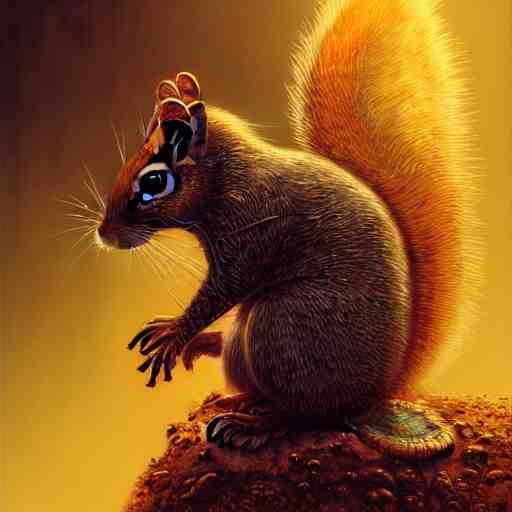 a highly detailed long shot photo of cyberpunk mechanical squirr ...