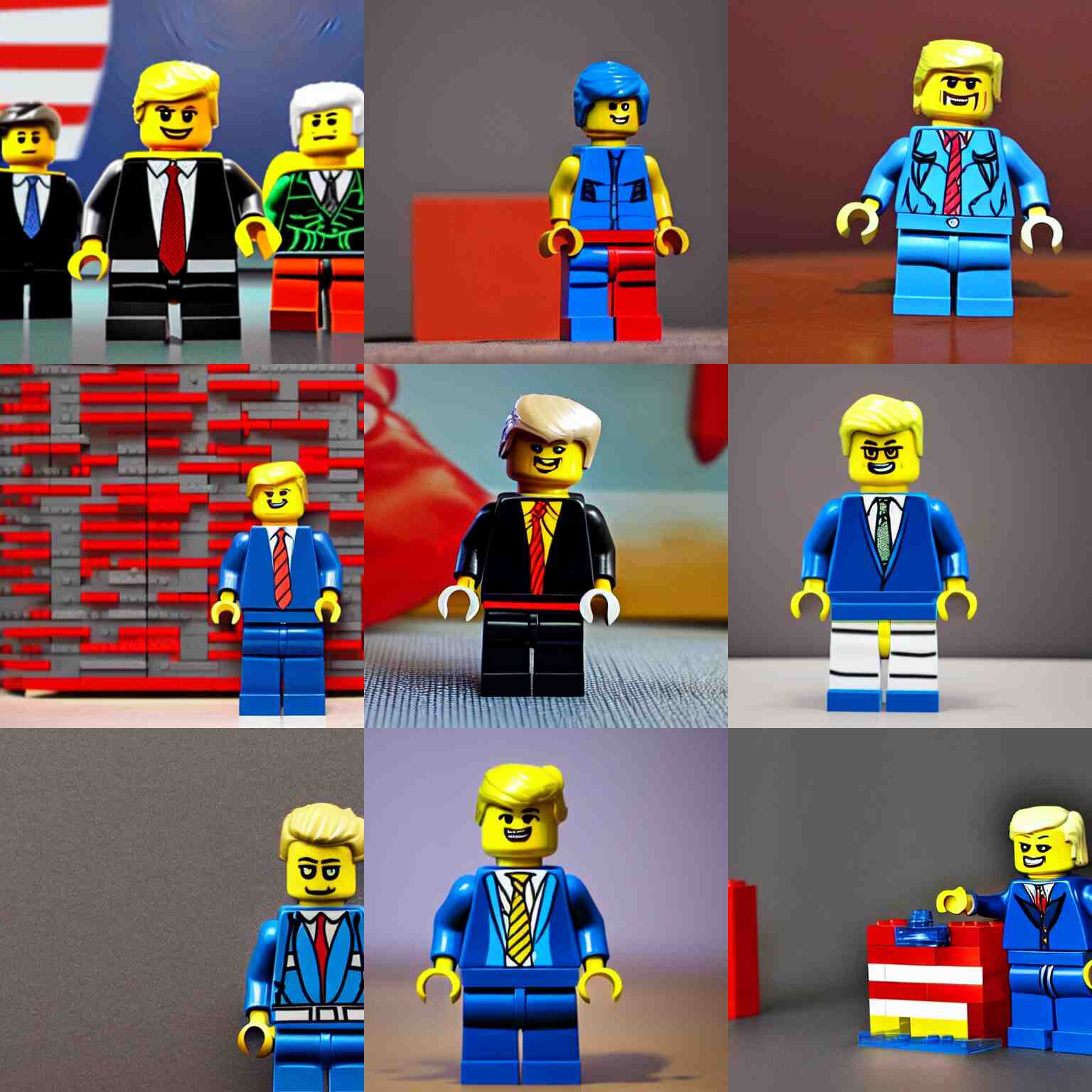 a lego figure of trump, lego background - Arthub.ai