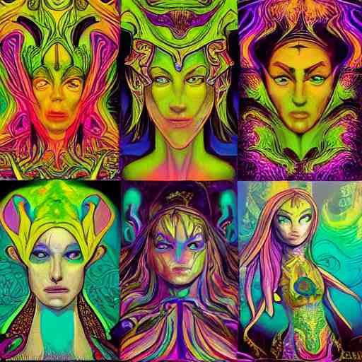 fantasy art, psychedelic, vibrant, detail, DMT elf , portrait ...