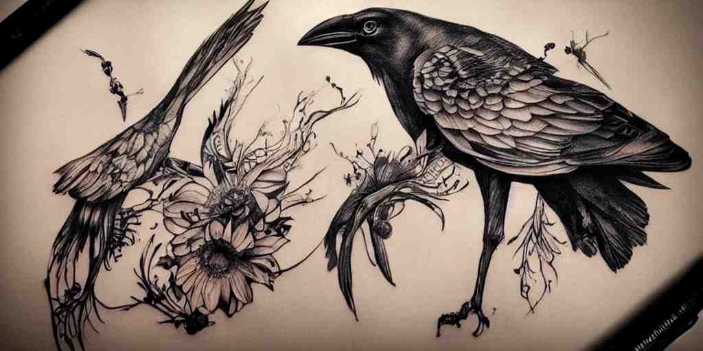 realistic tattoo designs drawn on paper, dark crow, cry, scream ...