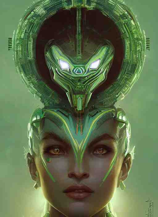 symmetry!! portrait of green alien in the style of horizon zero ...