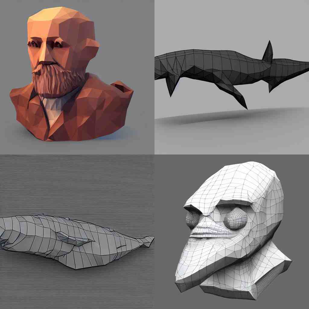 Moby-Dick, low poly 3d model , cell shading , gradients - Arthub.ai