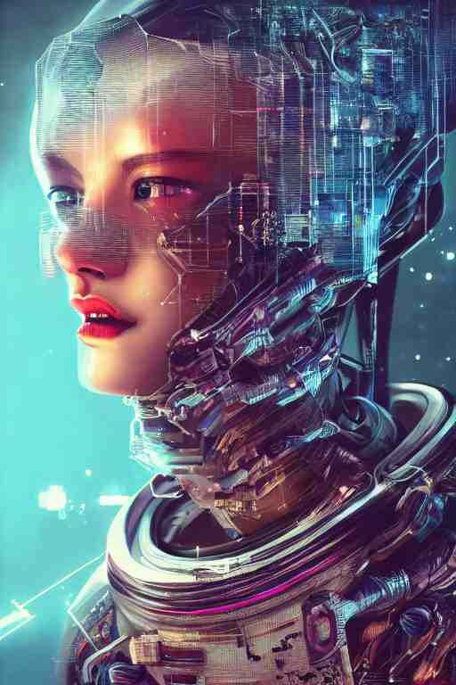 hyperrealistic portrait of a woman monster astronaut, full body ...