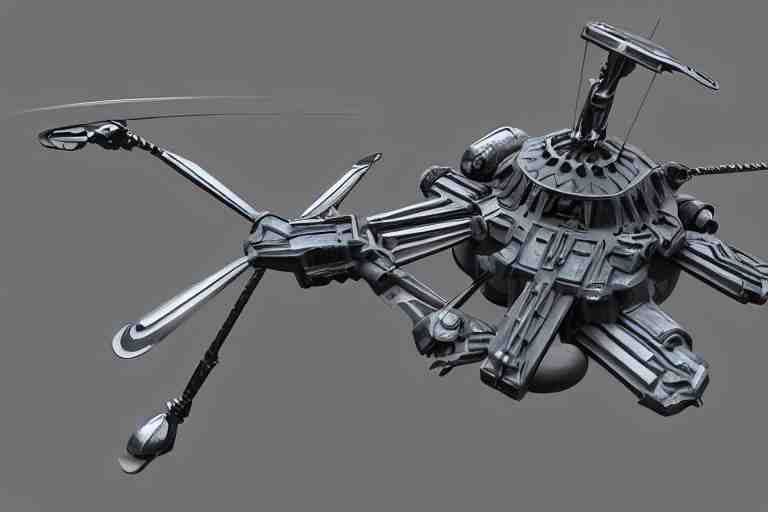 concept art of a futuristic helicopter, in gunmetal grey, extrem ...
