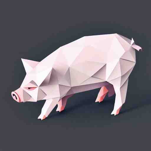 low poly pig, isometric view, blank background - Arthub.ai