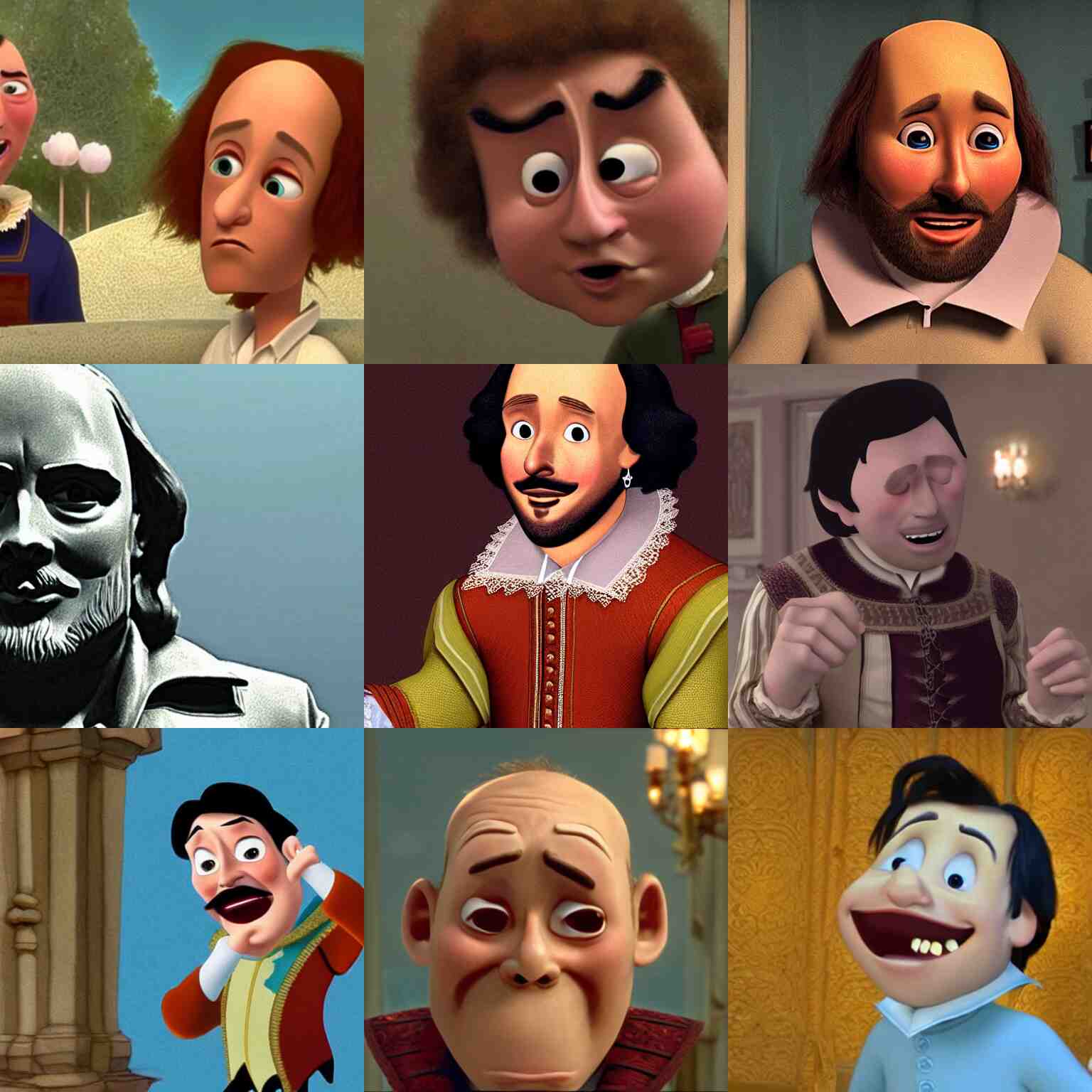 william shakespeare crying, in pixar film - Arthub.ai