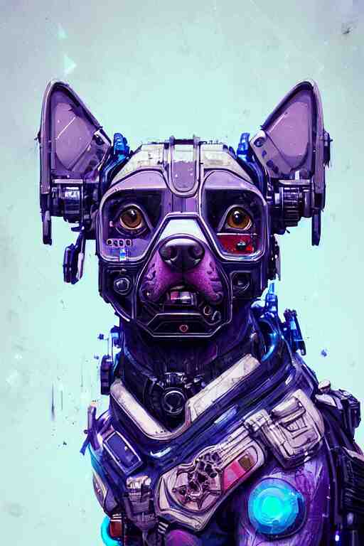 a beautiful portrait of a cute cyberpunk dog by sandra chevrier ...