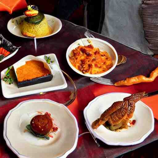 an lavish alien buffet with the following dishes : gul dukat tor ...