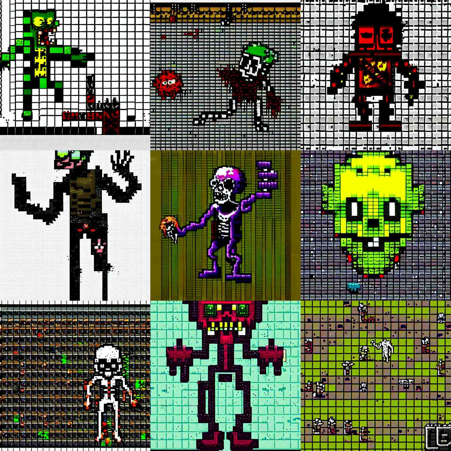 a zombie sprite from roguelike rpg game, msxotto +, pixel art, h ...