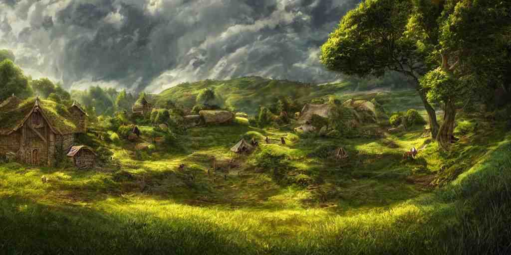 the shire, beautiful scenic landscape, lord of the rings, highly ...